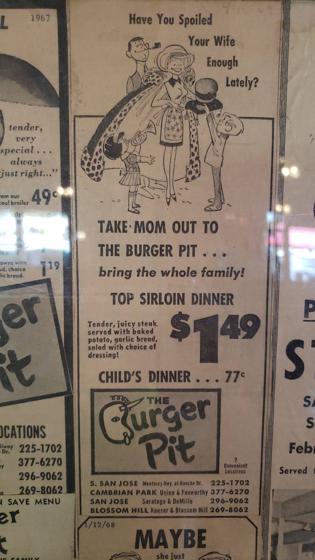 Menu at Burger Pit restaurant, San Jose