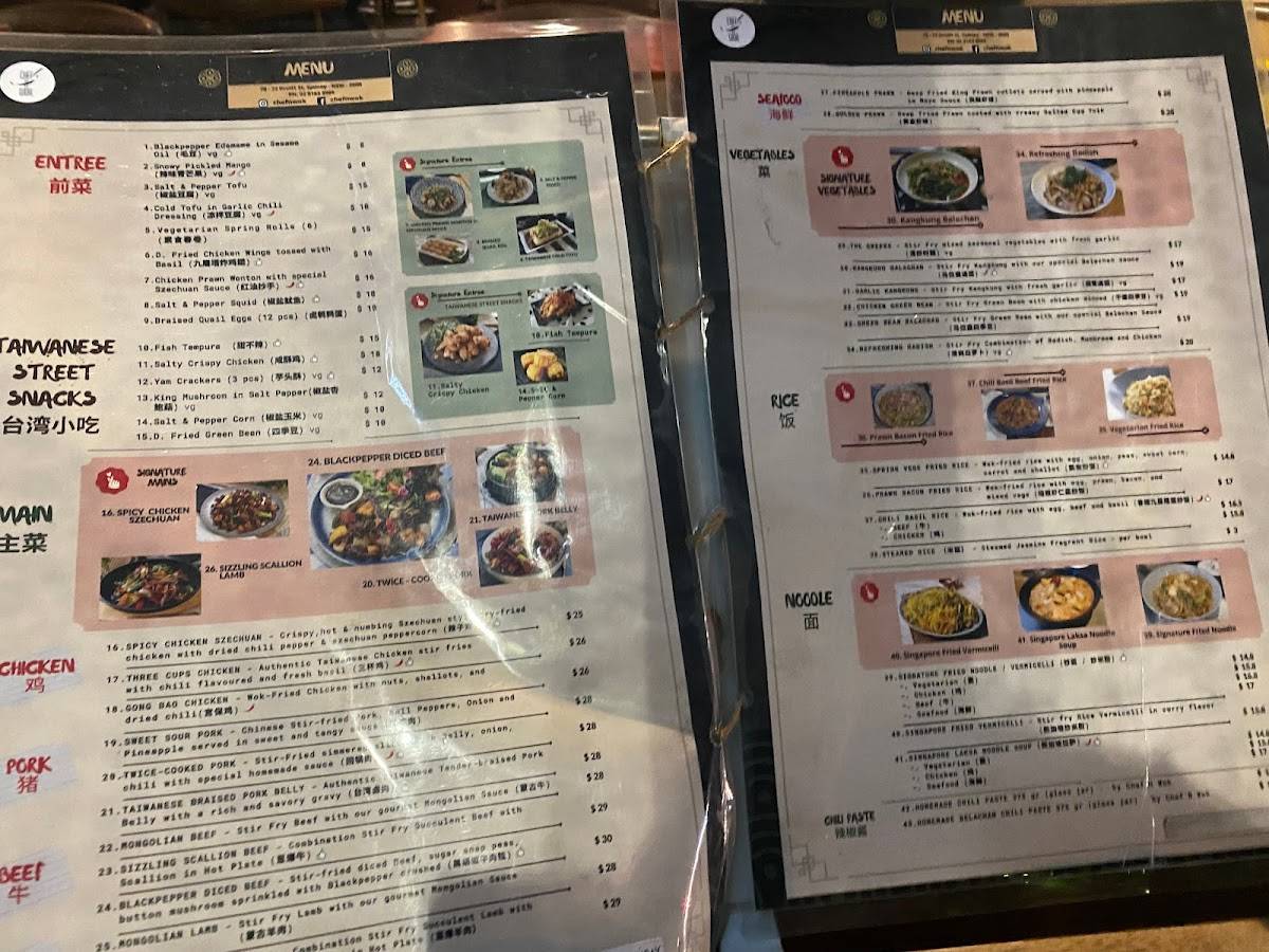Menu at CHEF N WOK restaurant, Sydney