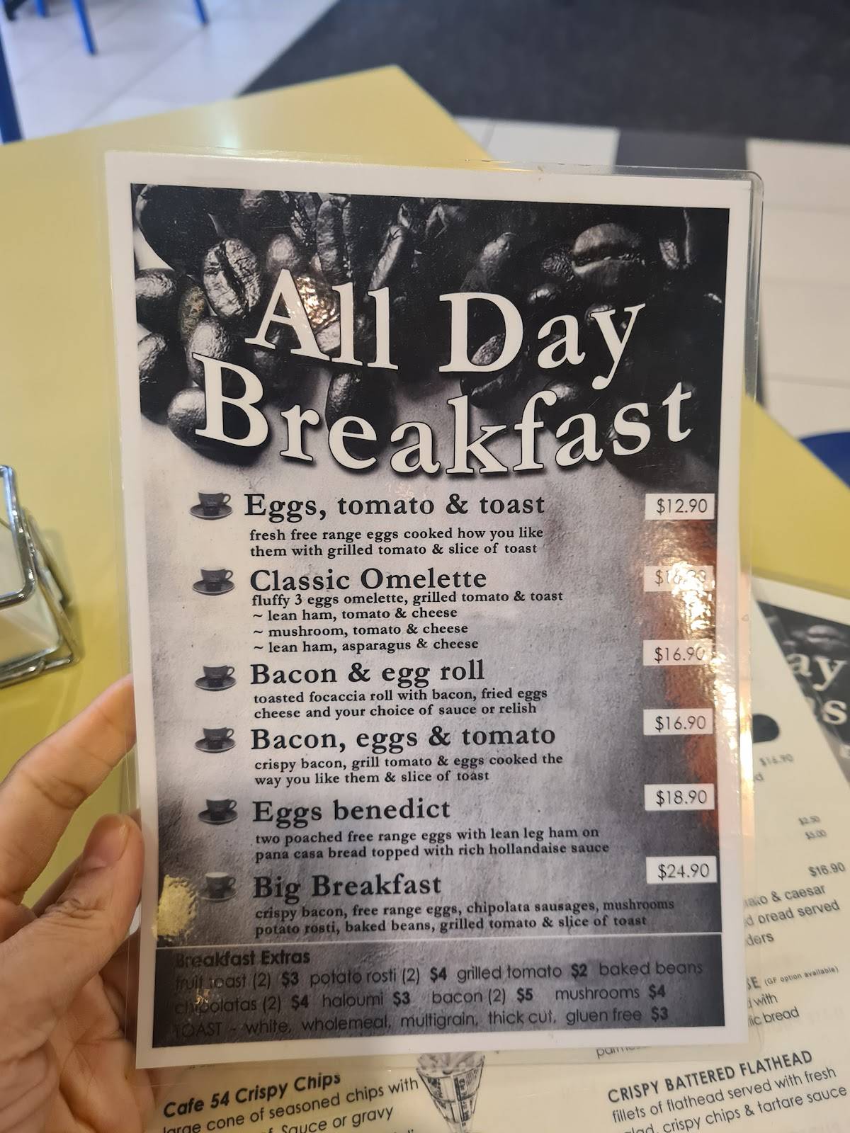 Menu at Cafe 54, Glenorchy, 54/387-391 Main Rd