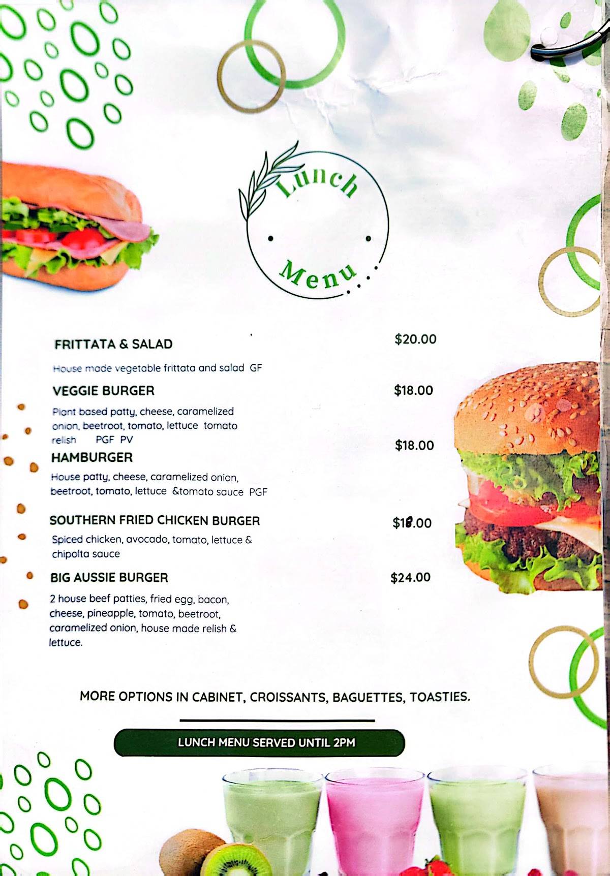 Menu at Cafe Phillies on Beerburrum, Beerburrum