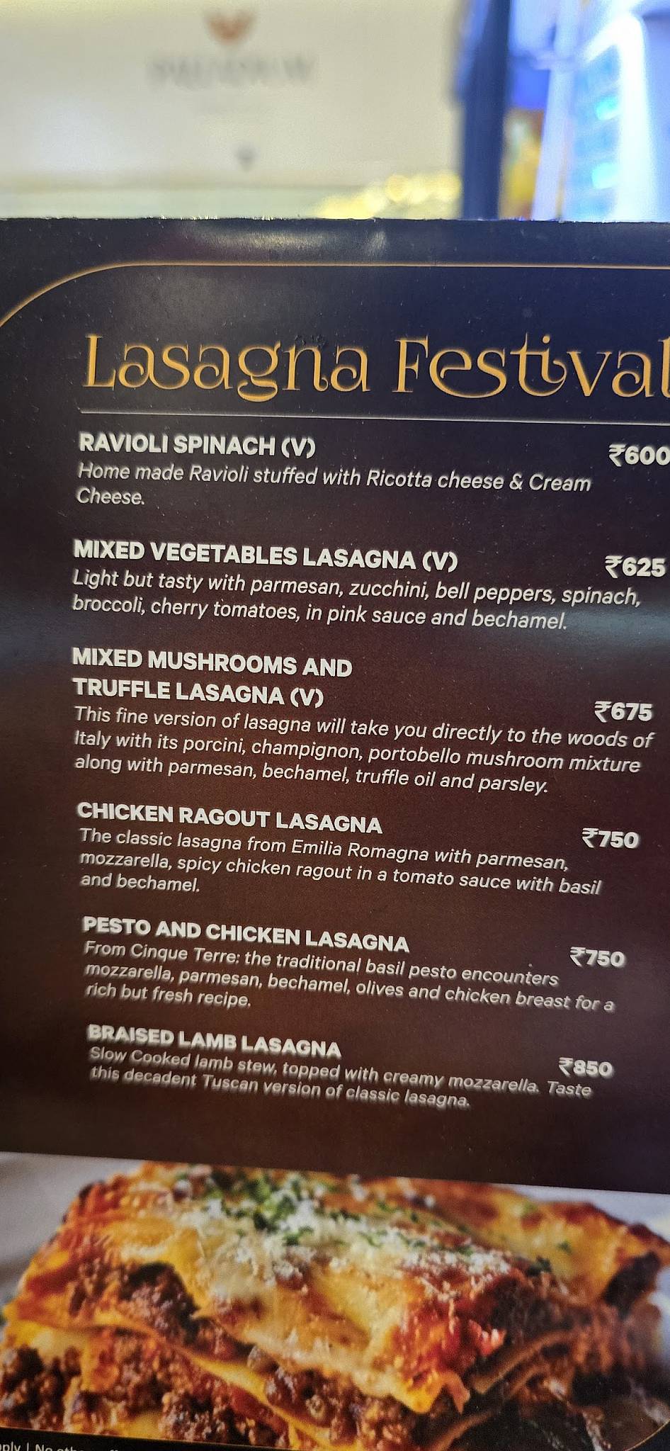 Menu at Caffè Allora, Ahmedabad