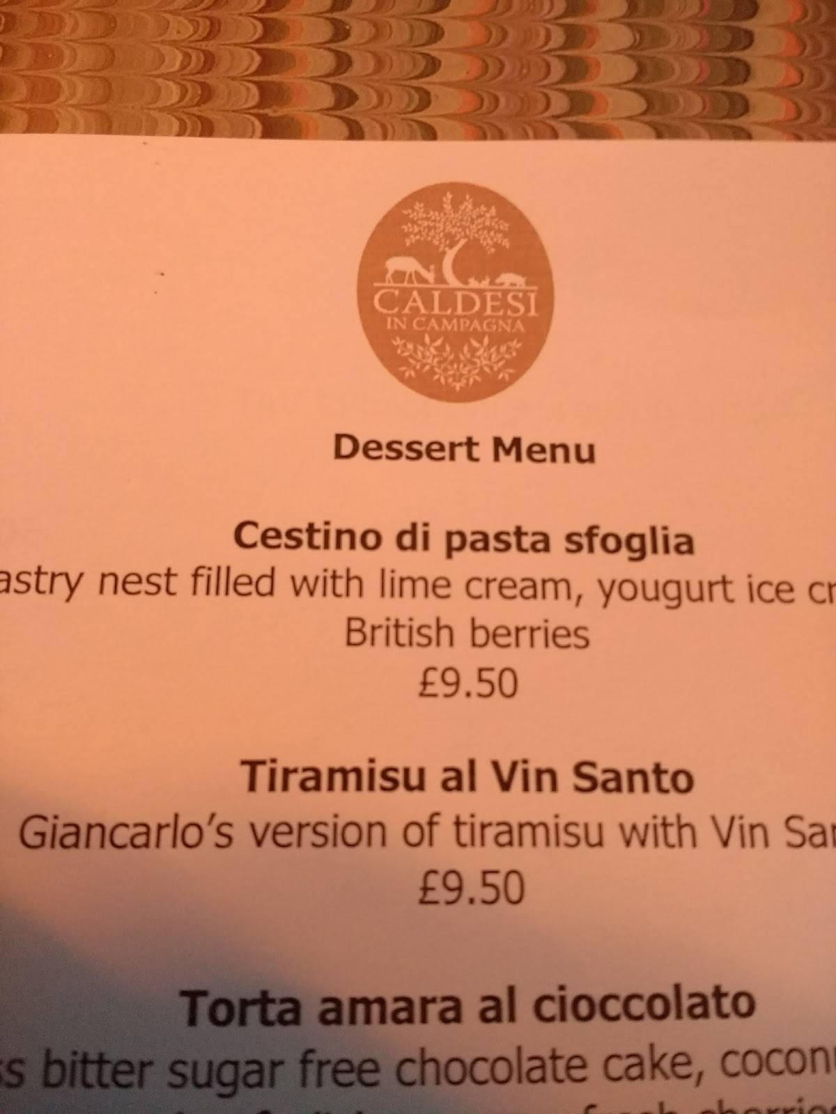 Menu at Caldesi in Campagna - Italian Restaurant, Bray