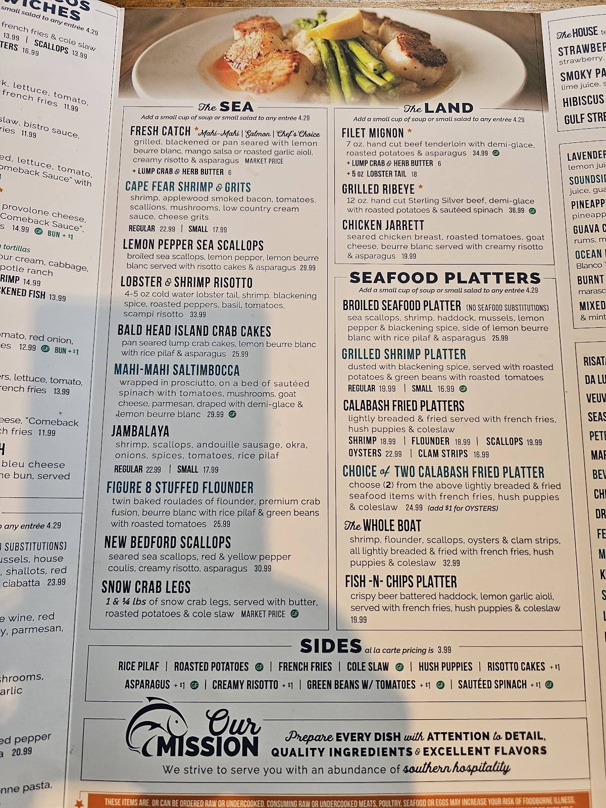 Menu at Cape Fear Seafood Company restaurant, Raleigh, 832 Spring Forest Rd