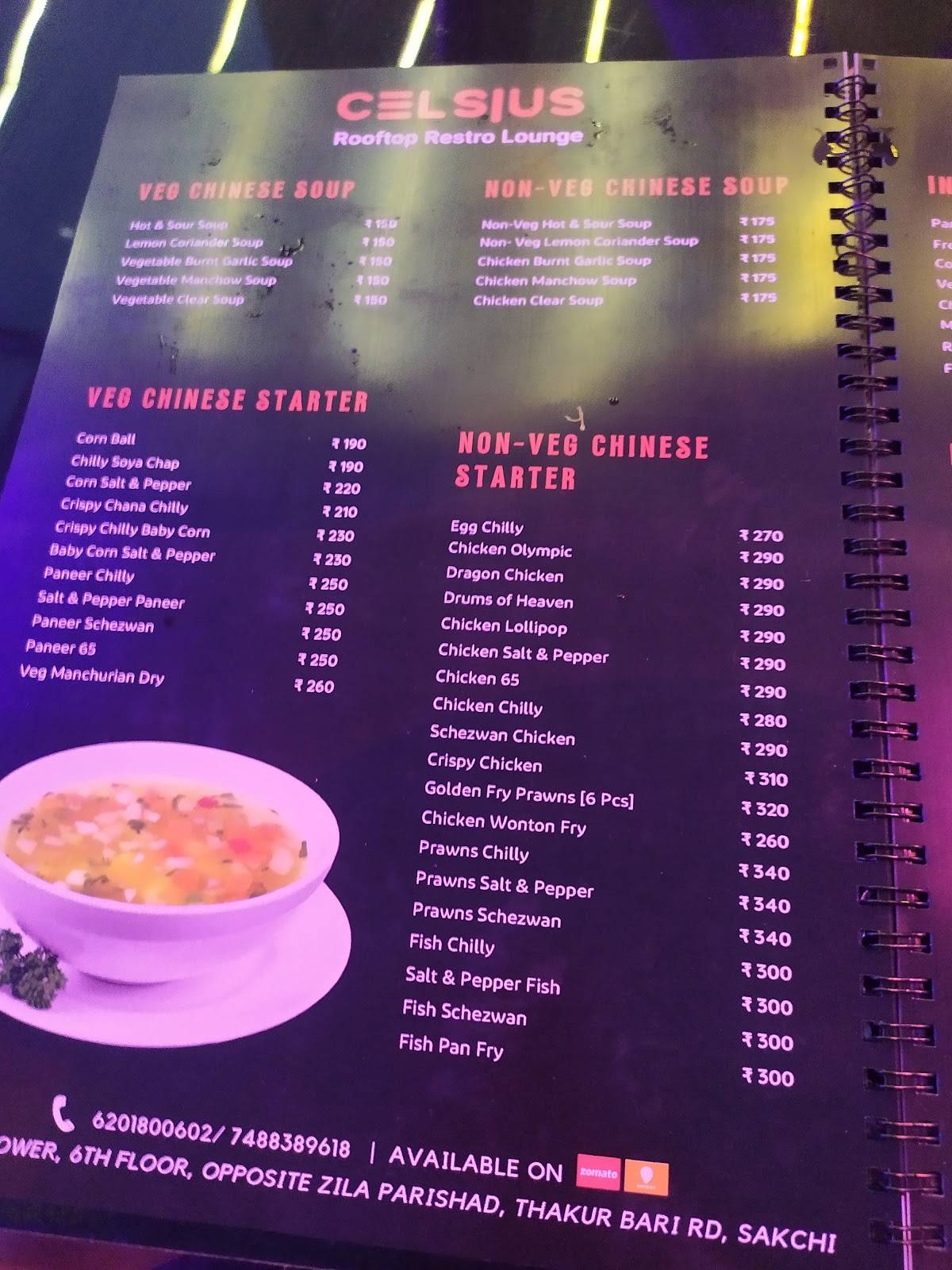 Menu at Celsius - Rooftop Restro & Lounge, Jamshedpur