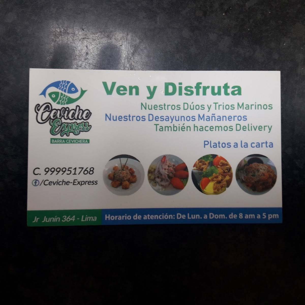 Menu at Ceviche express restaurant, Clermont
