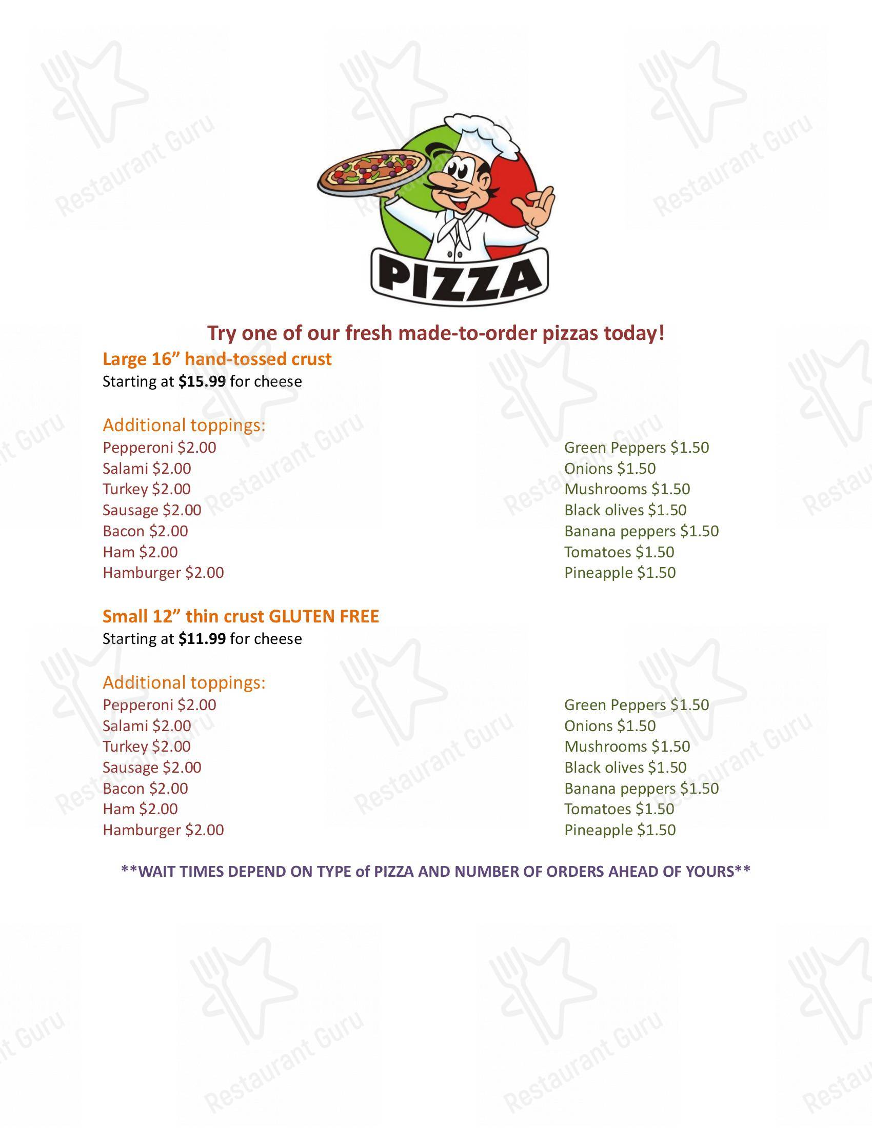 Menu at Chaptico Market & Deli restaurant, Chaptico