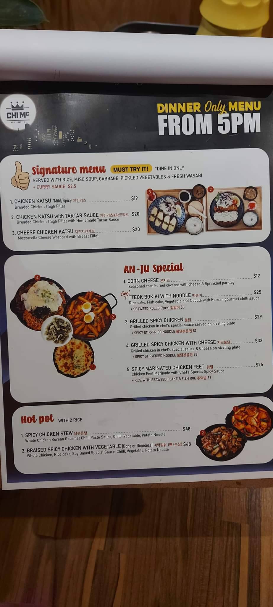 Menu at Chi Mc Korean Resturant restaurant, Brisbane City