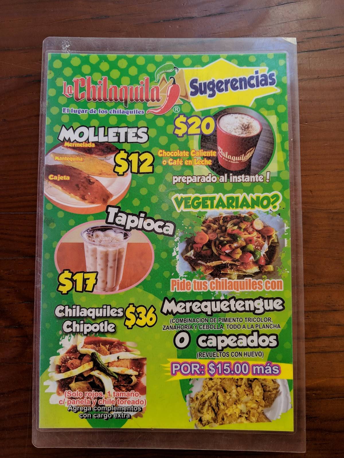 Carta del restaurante Chilaquiles La Chilaquila Plutarco, Guadalajara