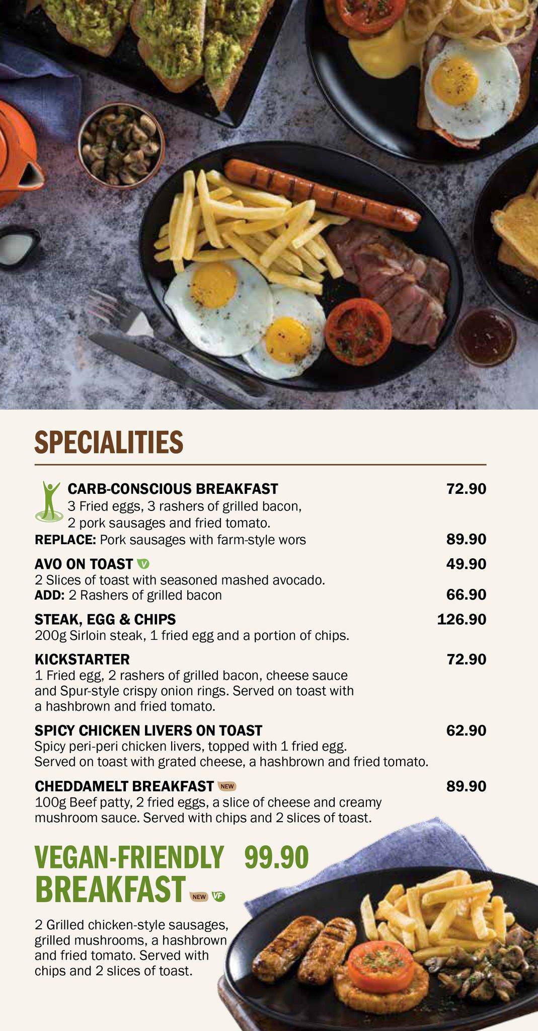 Menu at Choctaw Spur restaurant, Kimberley