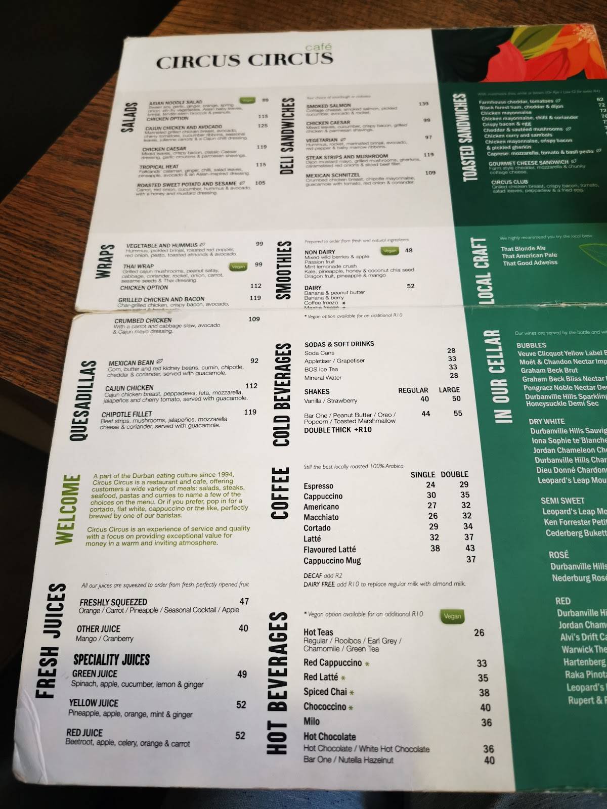 Menu at Circus Circus Gateway restaurant, Durban North, Shop G020