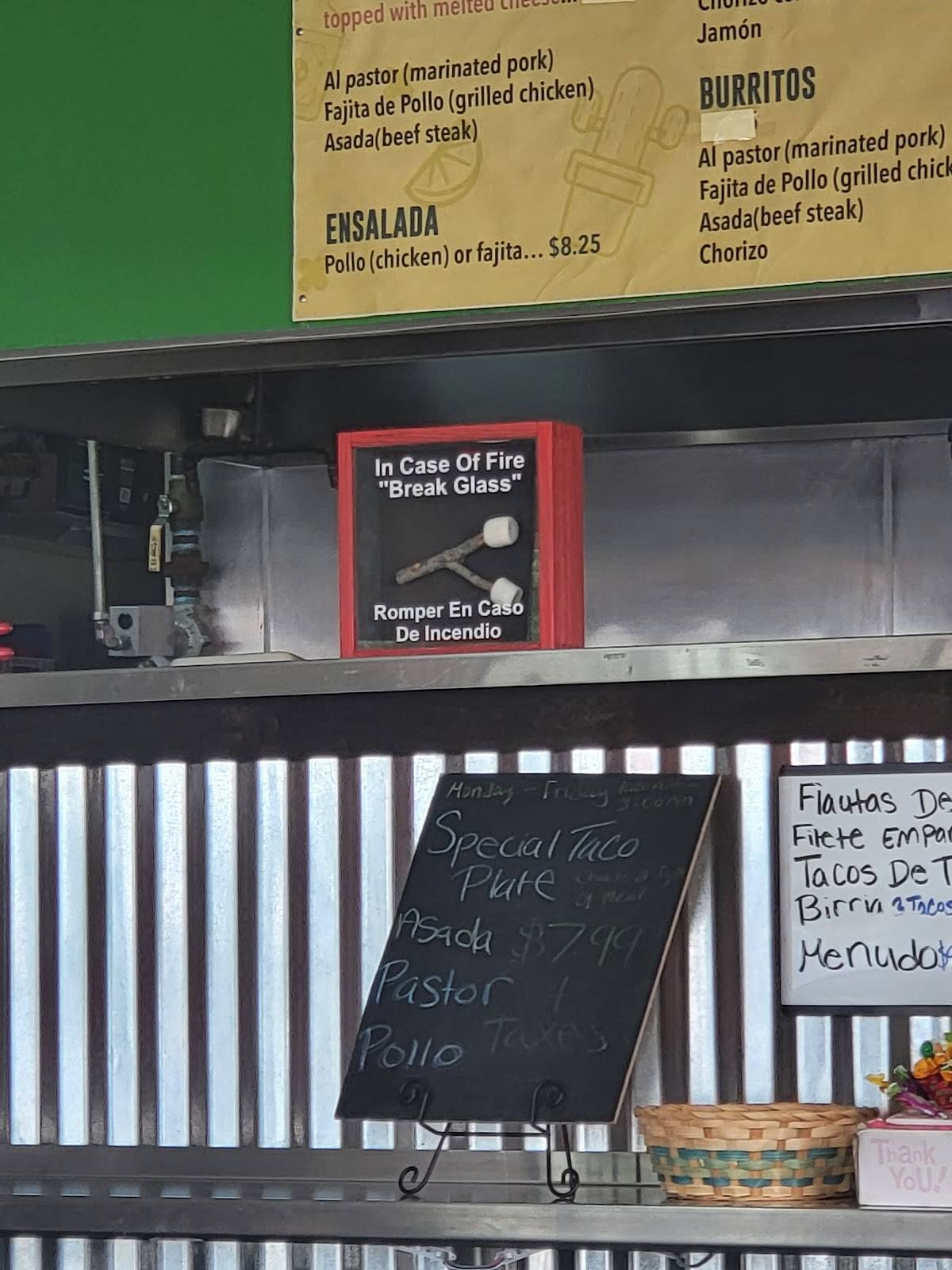 Menu at Comal Street Tacos restaurant, Hurst