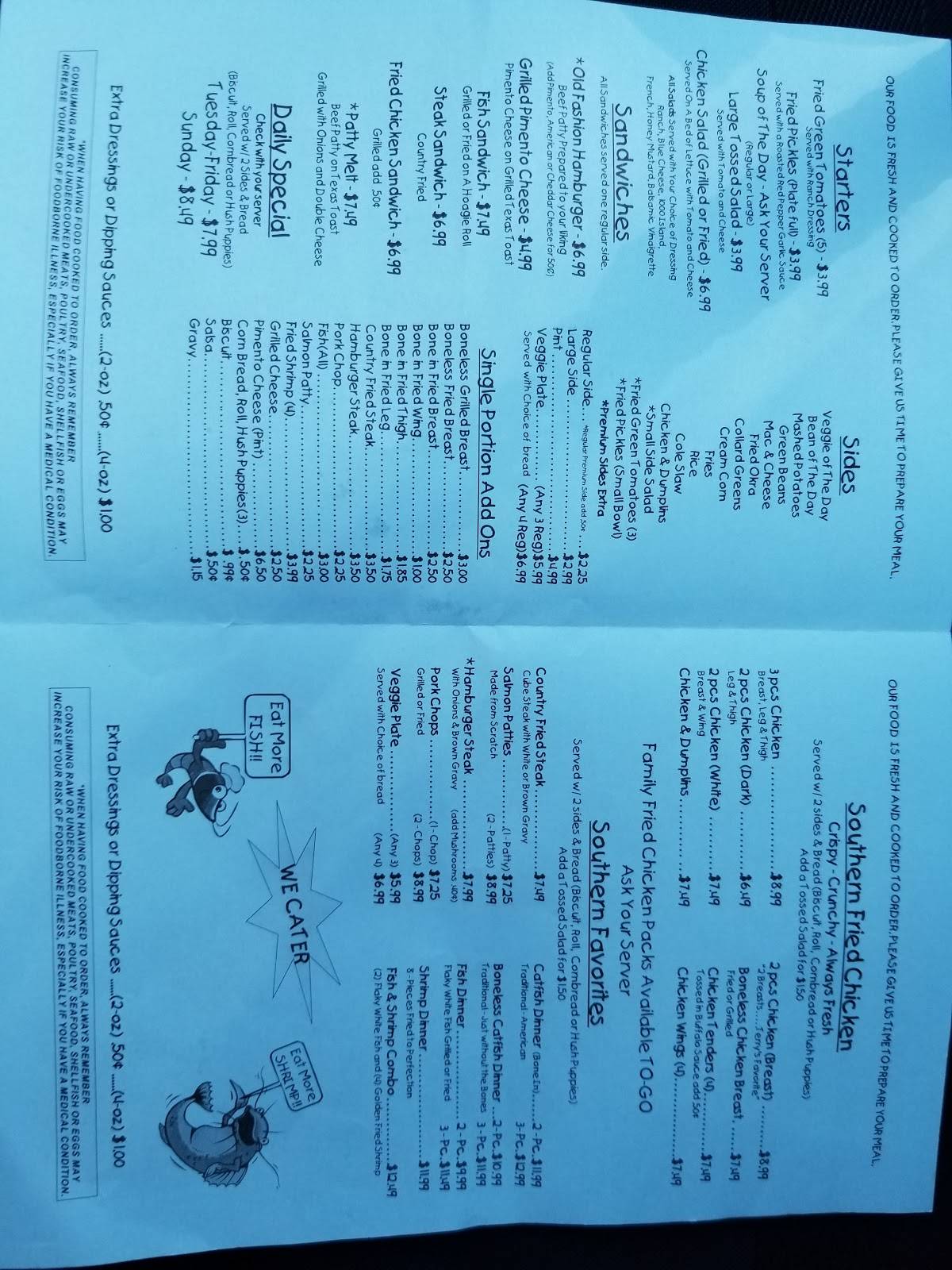 Menu at Country Cooking Depot restaurant, Stockbridge