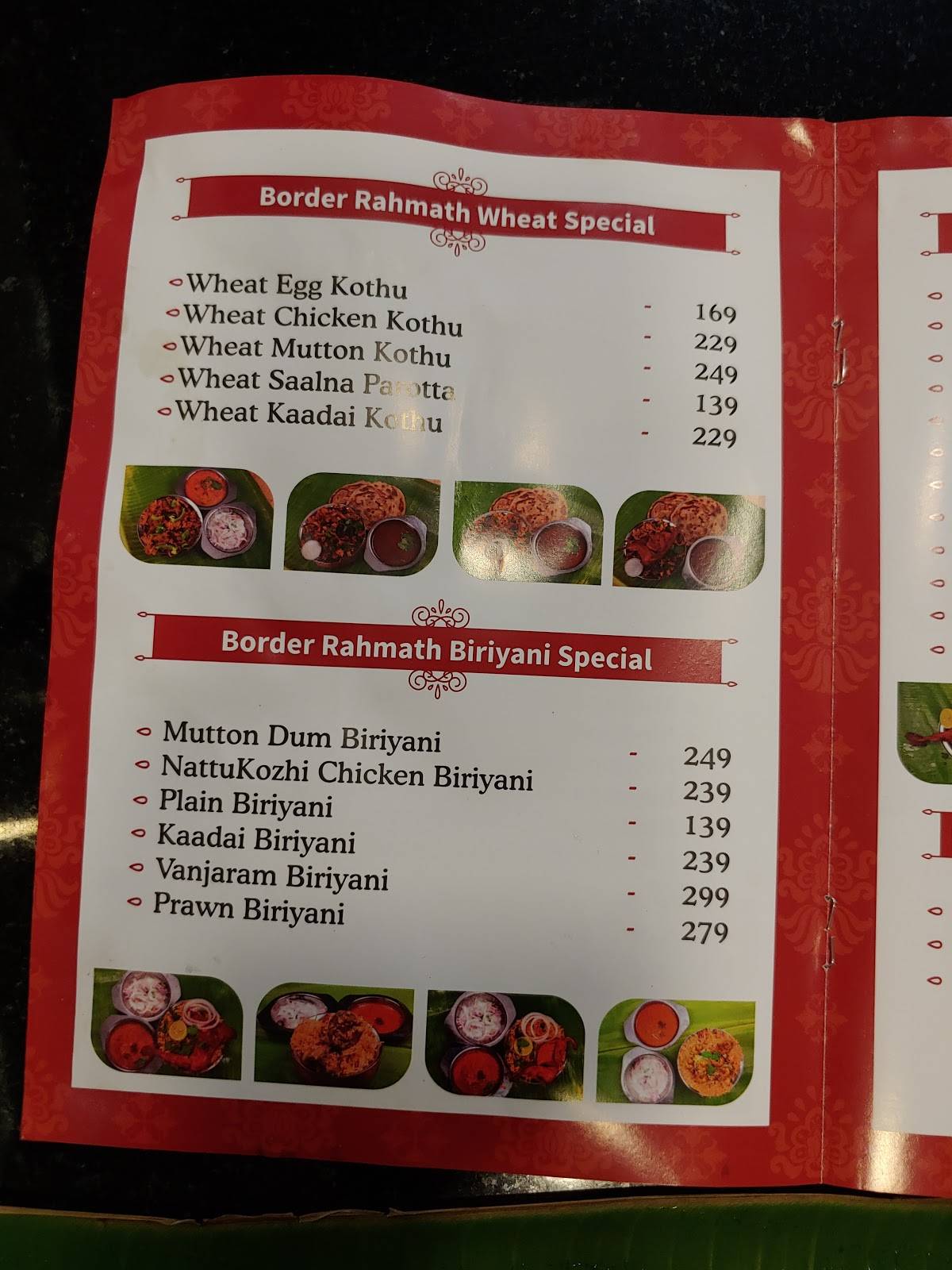 Menu at Courtallam Border Rahmath Kadai - Purasaiwalkam, Chennai, No 50