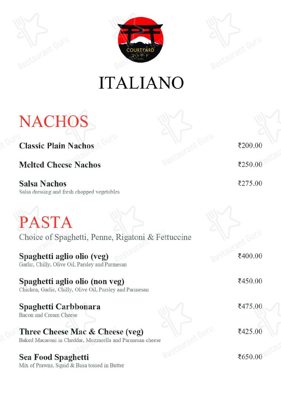 Menu at Courtyard By Yuhi, Tada