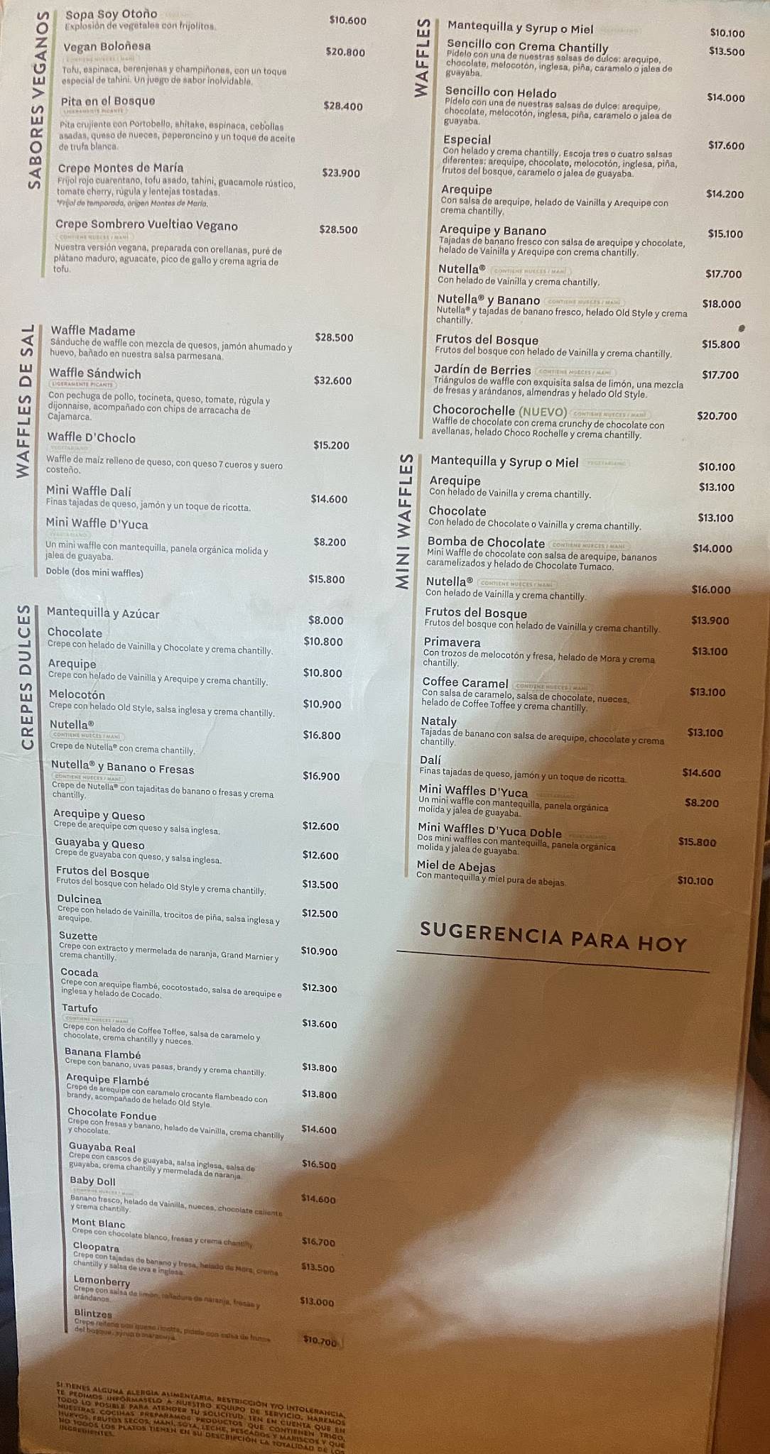 Carta del restaurante Crepes & Waffles Portal del Prado, Barranquilla ...