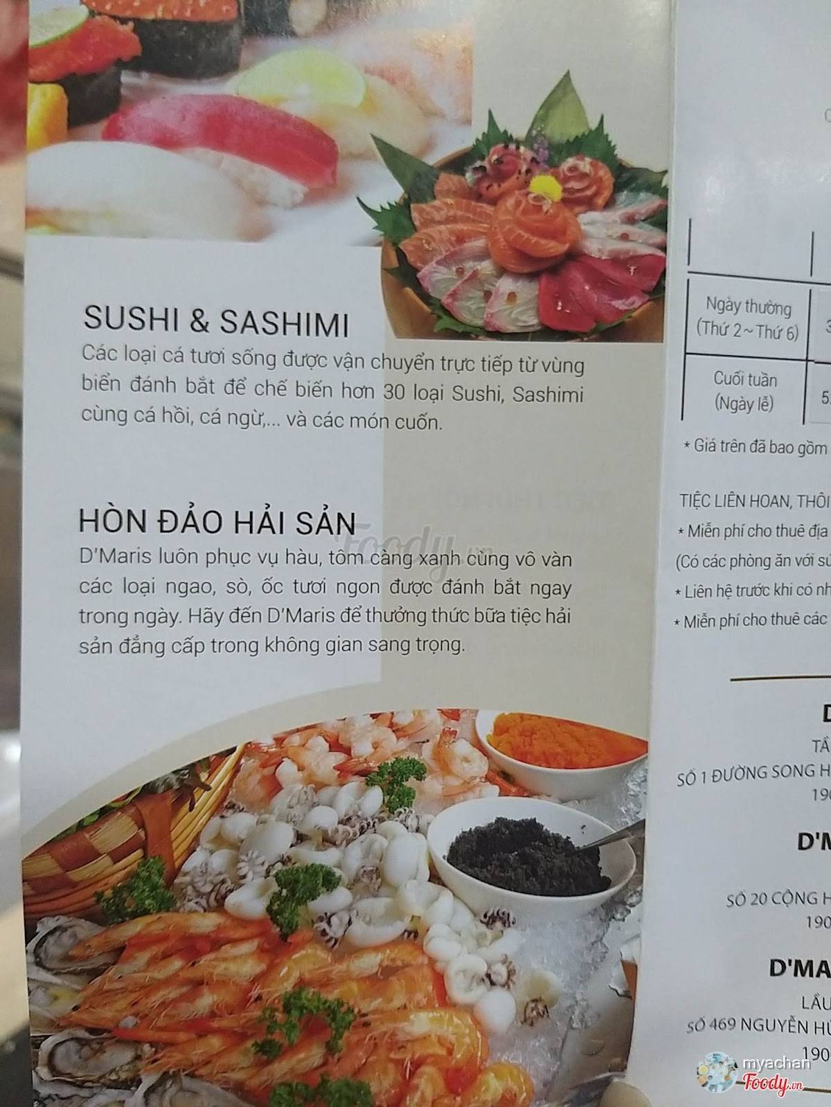 Menu at D'Maris Buffet Cantavil restaurant, Ho Chi Minh City, Tầng 6 ...