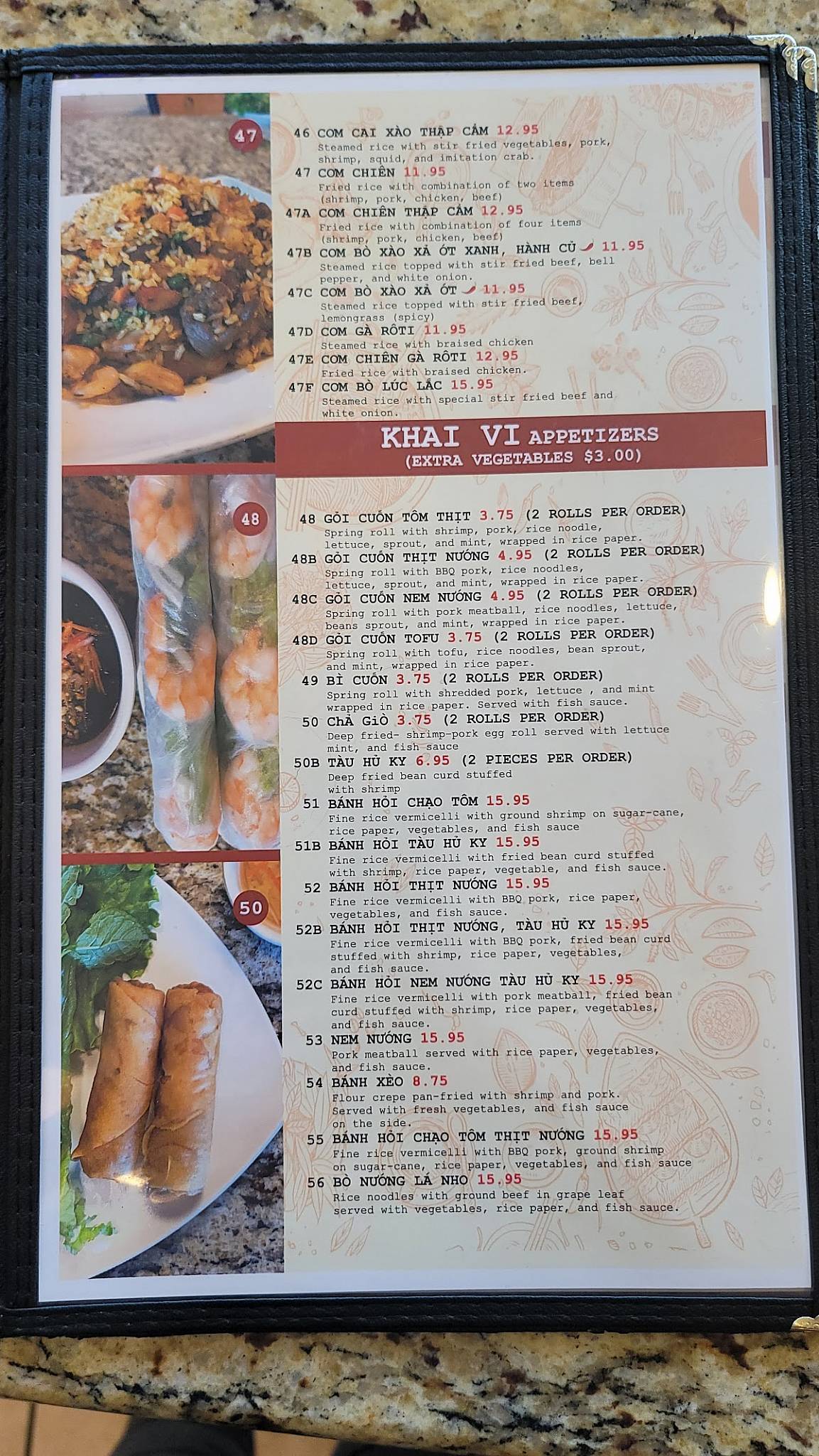 Menu at Da Vàng Restaurant, Phoenix