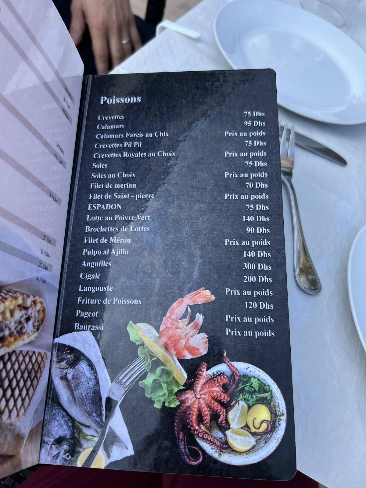 Menu au Restaurant Dakhla, Ksar Sghir