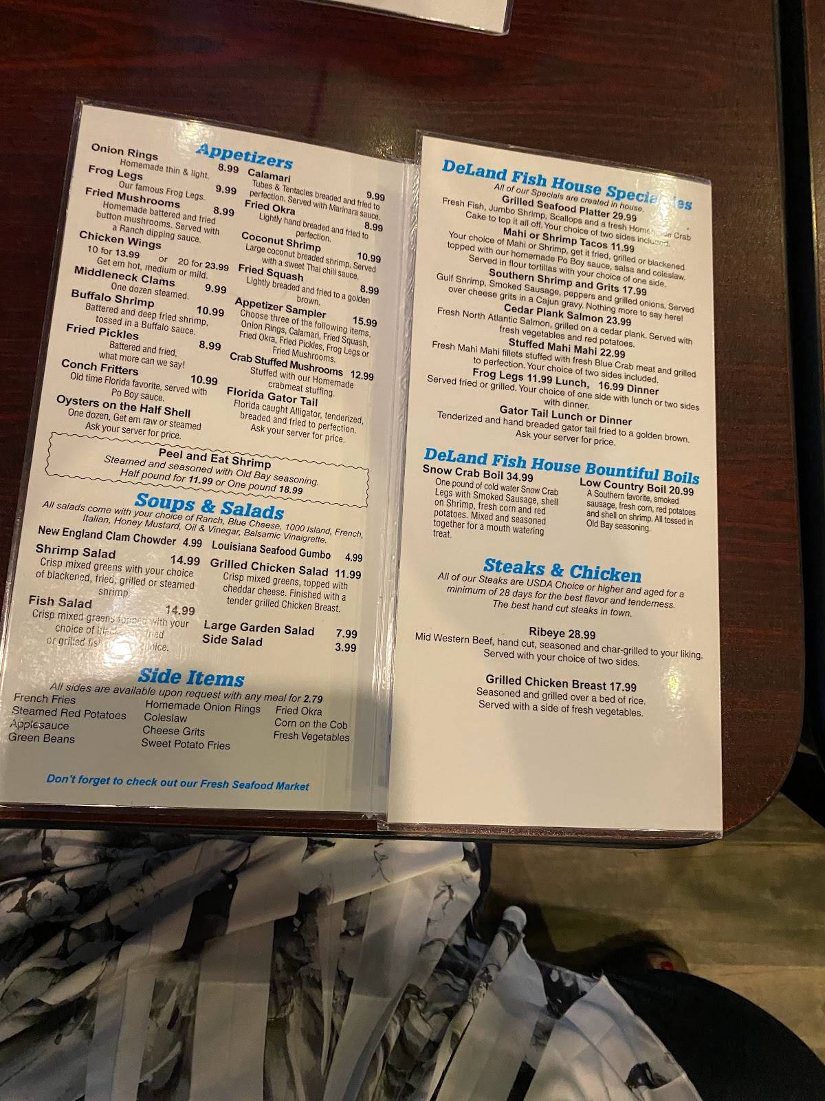Menu at Deland Fish House restaurant, DeLand, 310 E International ...
