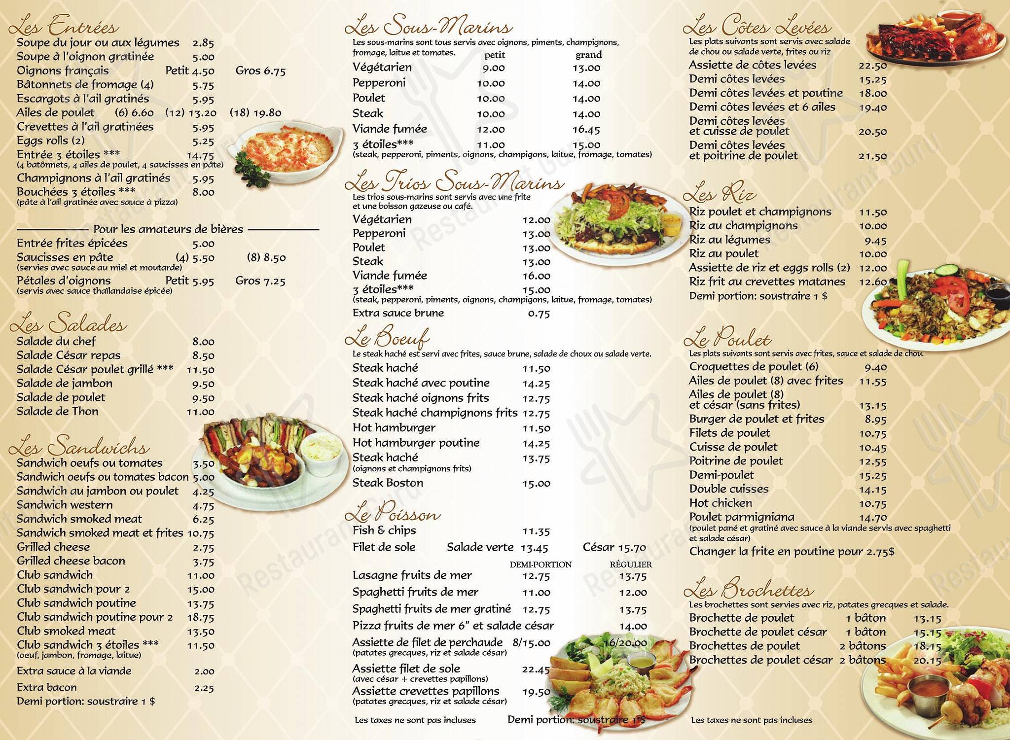 Menu au Restaurant Des 3 Étoiles, Saint-Cyrille-de-Wendover, 485 Rue St ...
