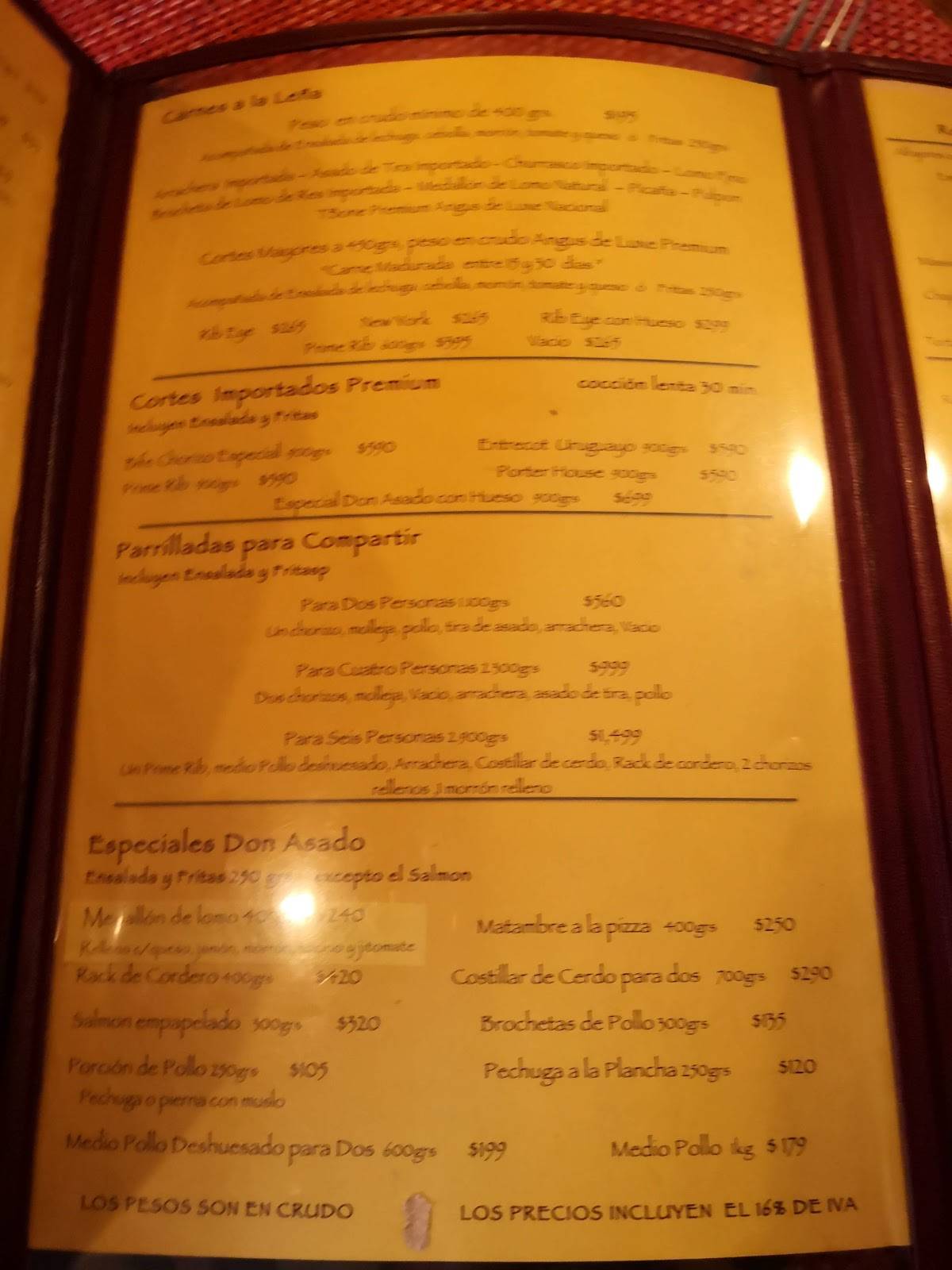 Carta del restaurante Don Asado Rio Lerma, Ciudad del México, C. Río ...
