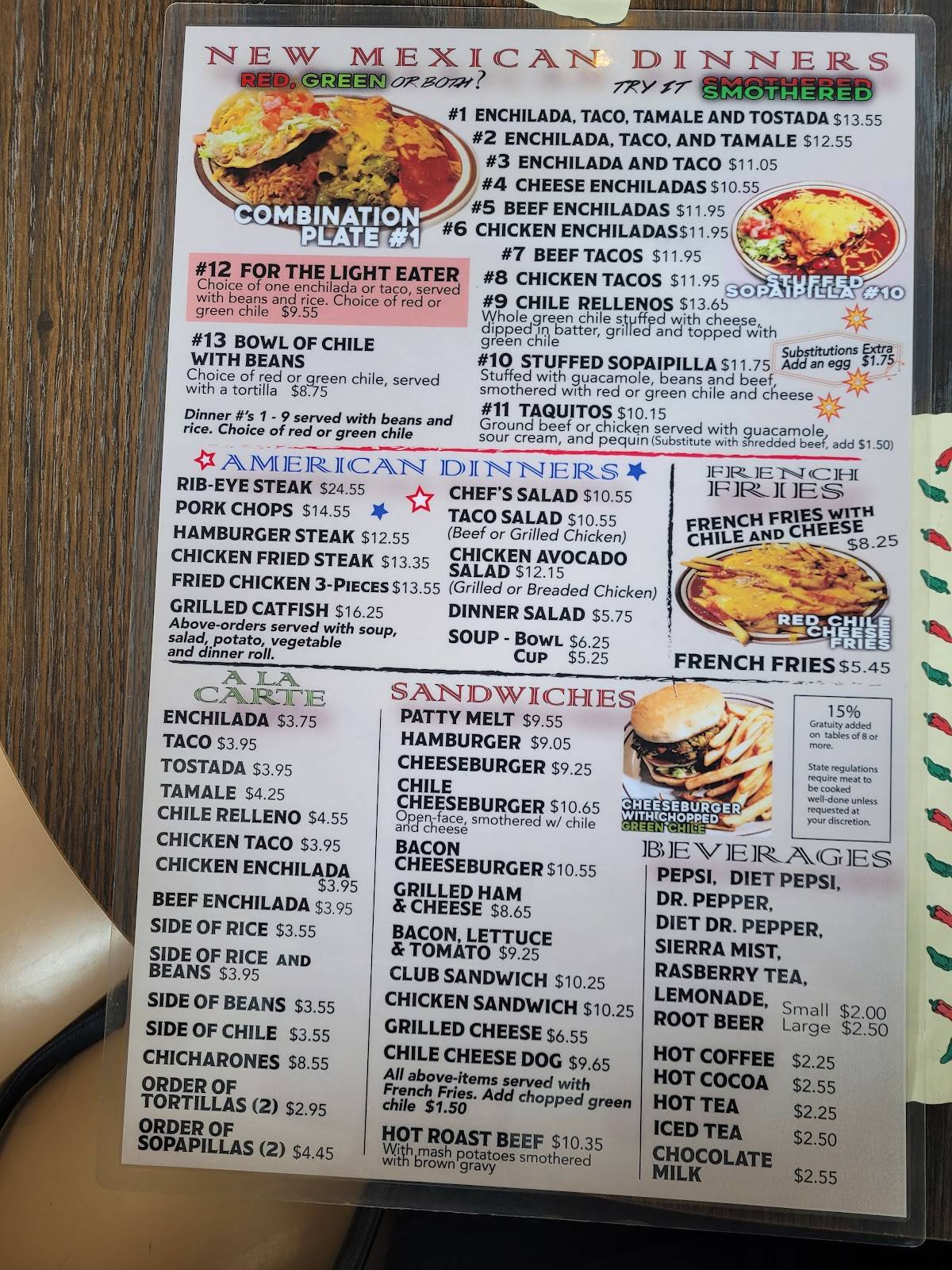 Menu at Don Diego's Restaurant & Lounge, Gallup