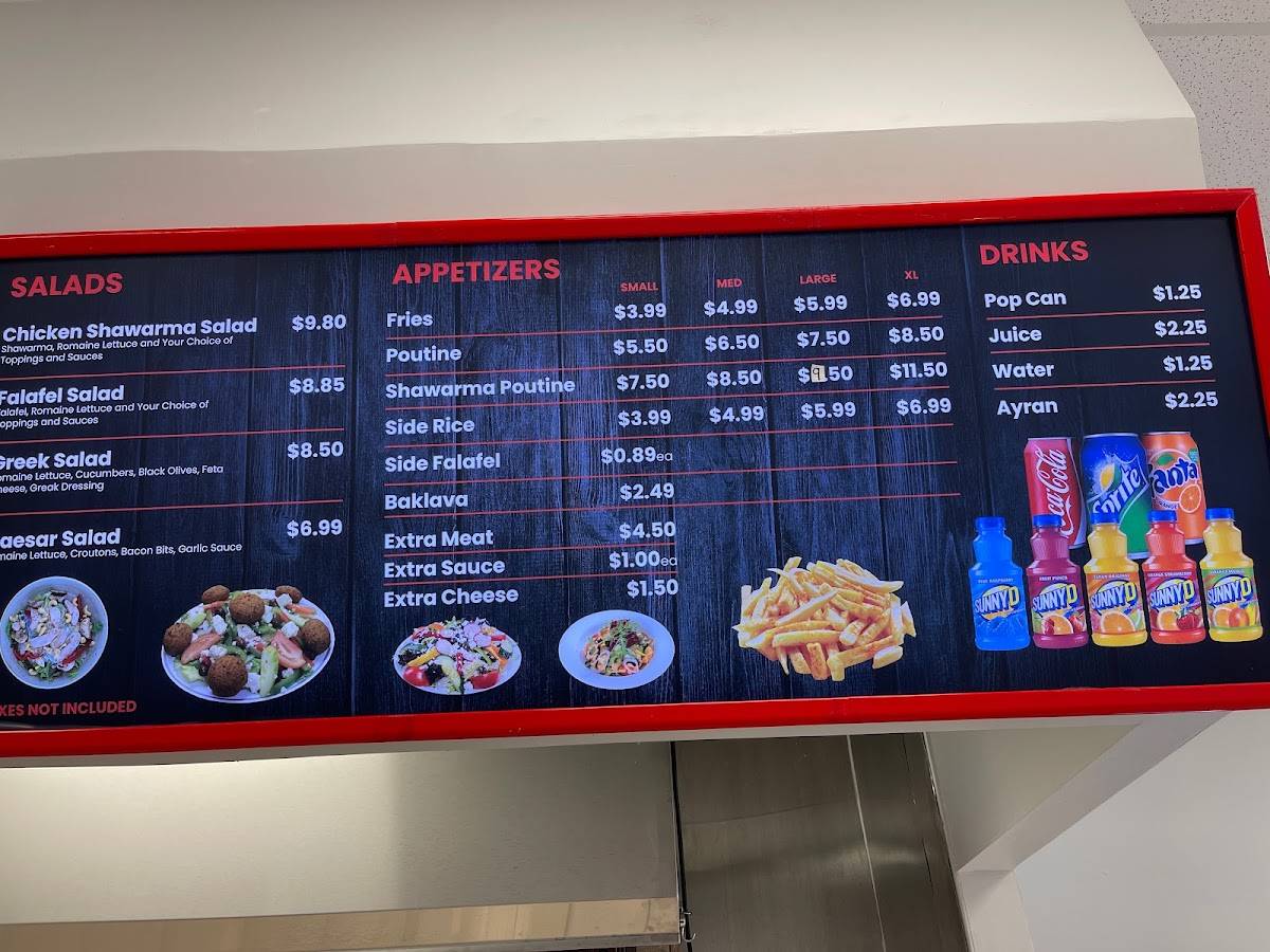 Menu at Double Taste Shawarma restaurant, Waterloo, 36 Northfield Dr E