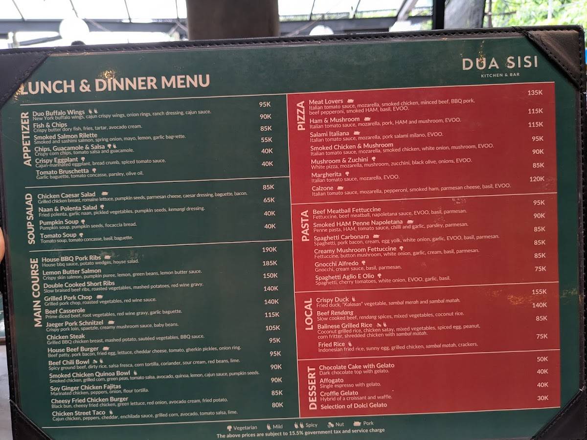 Menu at Dua Sisi Kitchen & Bar, Mengwi