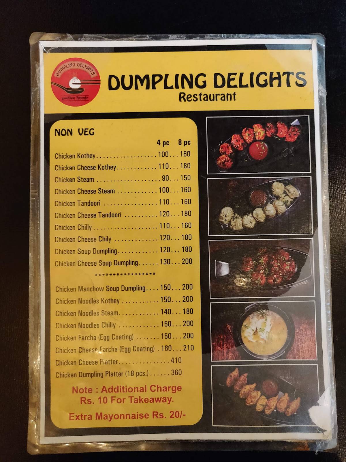 Menu at Dumpling Delight, Mumbai