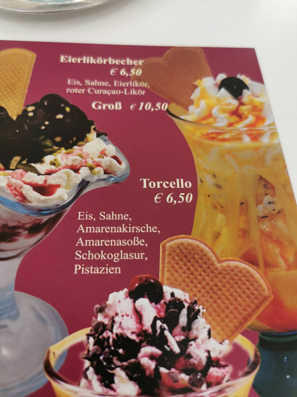 Speisekarte von Eiscafé Venezia, Oberhausen