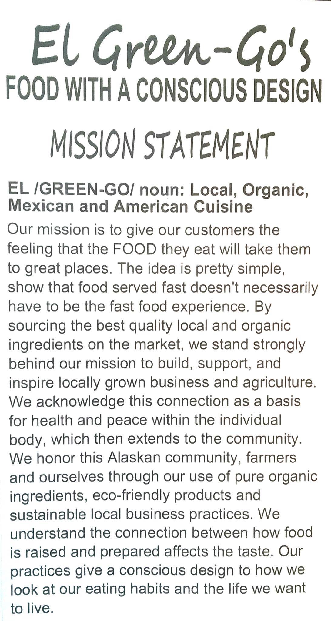 Menu at El Green-Go's restaurant, Anchorage, 390 L St