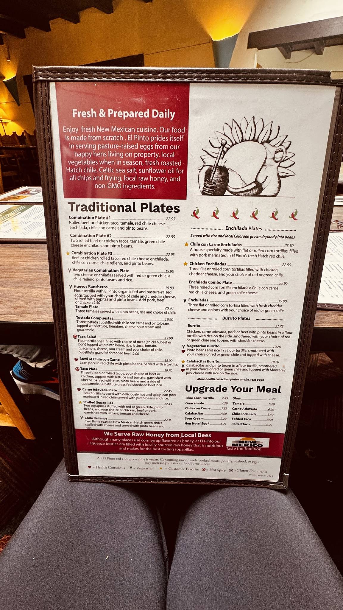 Menu at El Pinto Restaurant, Albuquerque, 4th St NW