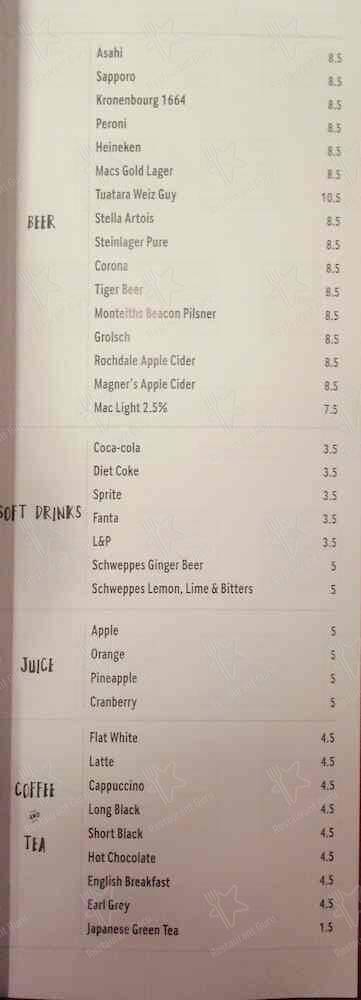 Menu at Enoki restaurant, Wellington