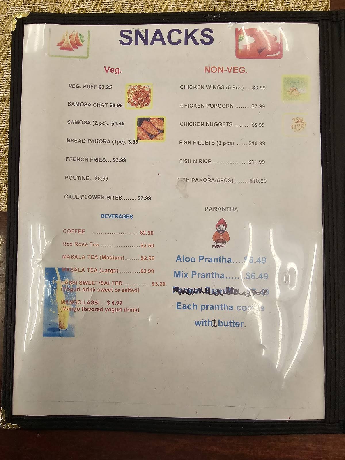 Menu at Fill 'N Chill Punjabi Restaurant, Canada