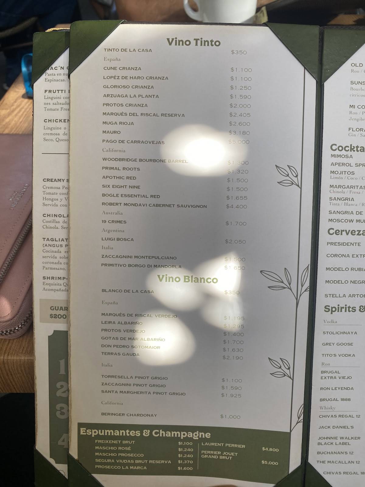 Menu at Flor de Café, Santo Domingo, Rafael Sancio 5
