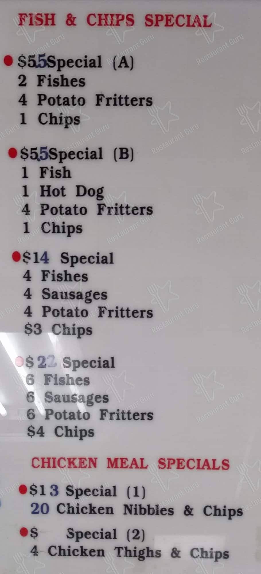 Menu at Food King, Auckland