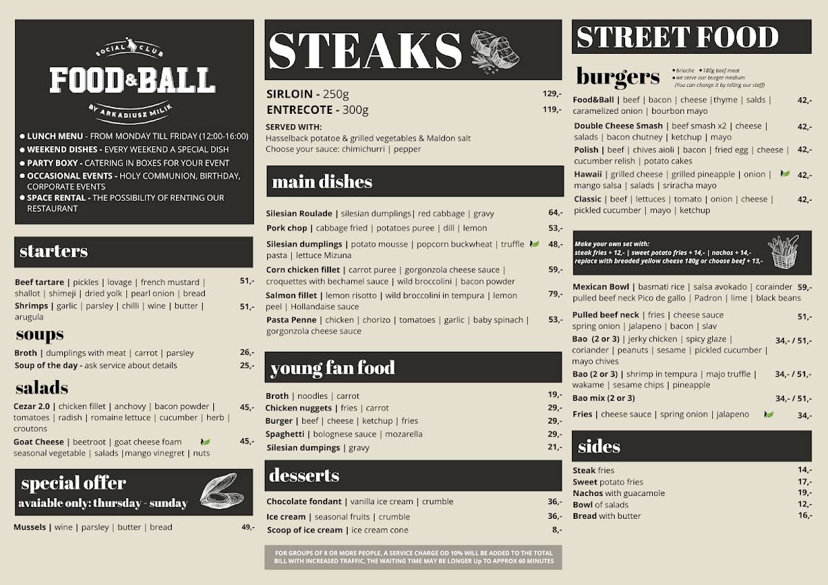 Menu at Food&Ball - Restauracja Katowice restaurant, Katowice