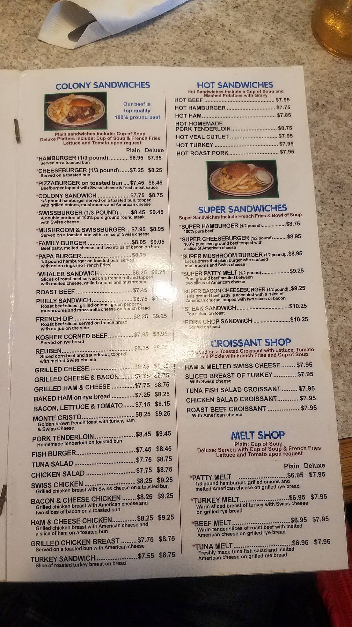 Menu at Fort Colony Restaurant, Fort Madison