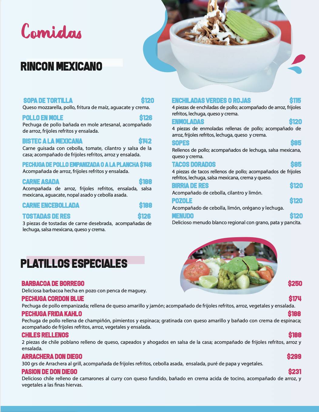 Carta de Frida Cabo Restaurante, San José del Cabo