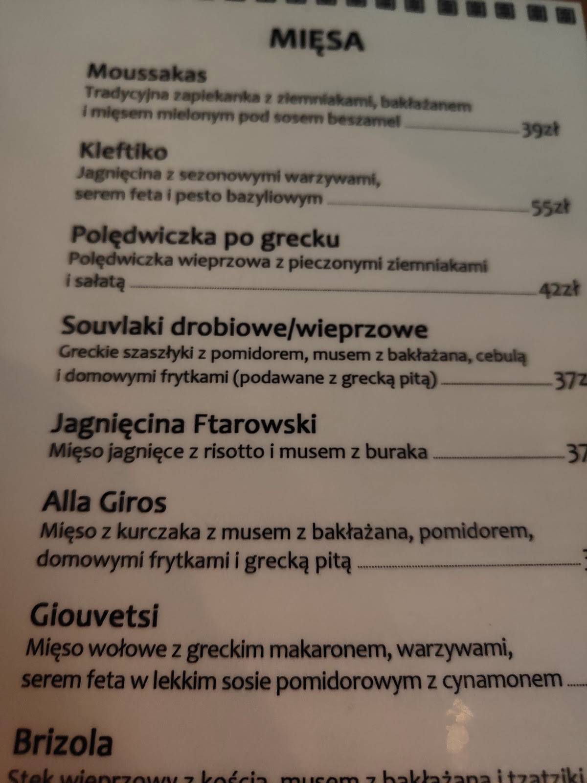 Menu at Ftarowski Restauracja Grecka restaurant, Mielec