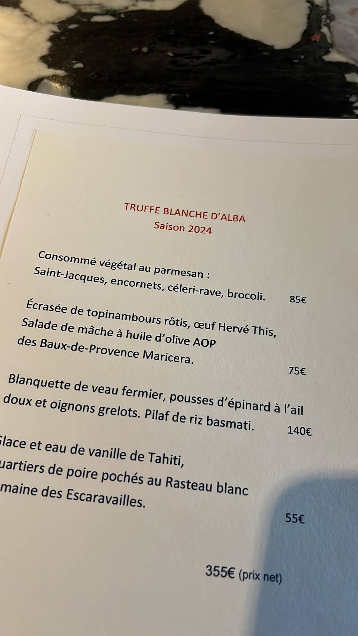 Menu au Restaurant Gaya, Paris, 6 Rue de Saint-Simon