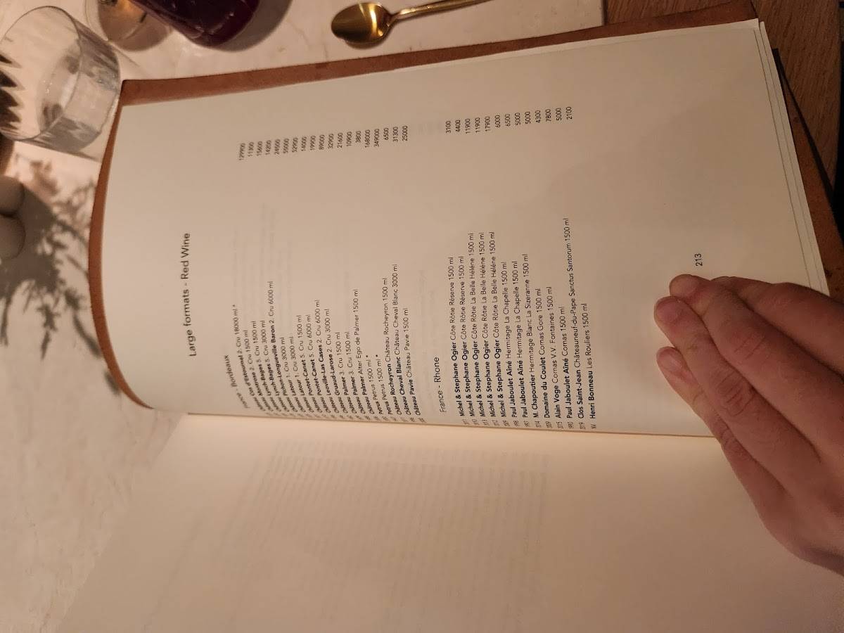 Menu at Geranium restaurant, Copenhagen