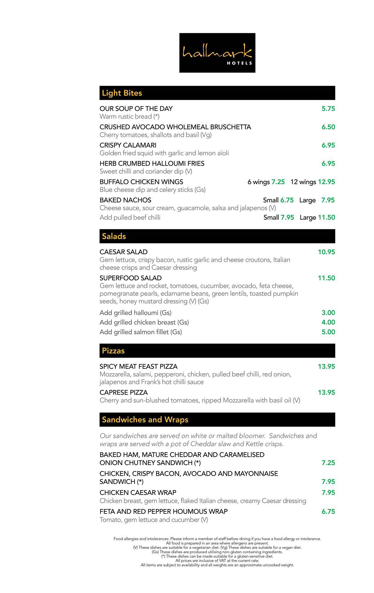 Menu at Gloucester Robinswood Hotel restaurant, Gloucester
