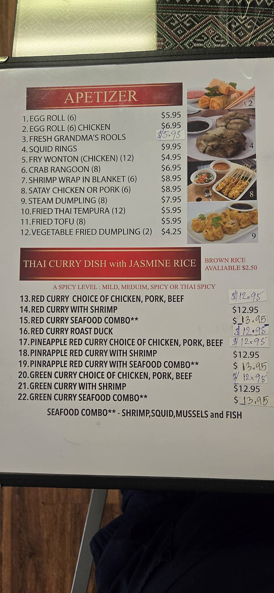 Menu at Grandma’s Thai Cuisine restaurant, Harker Heights
