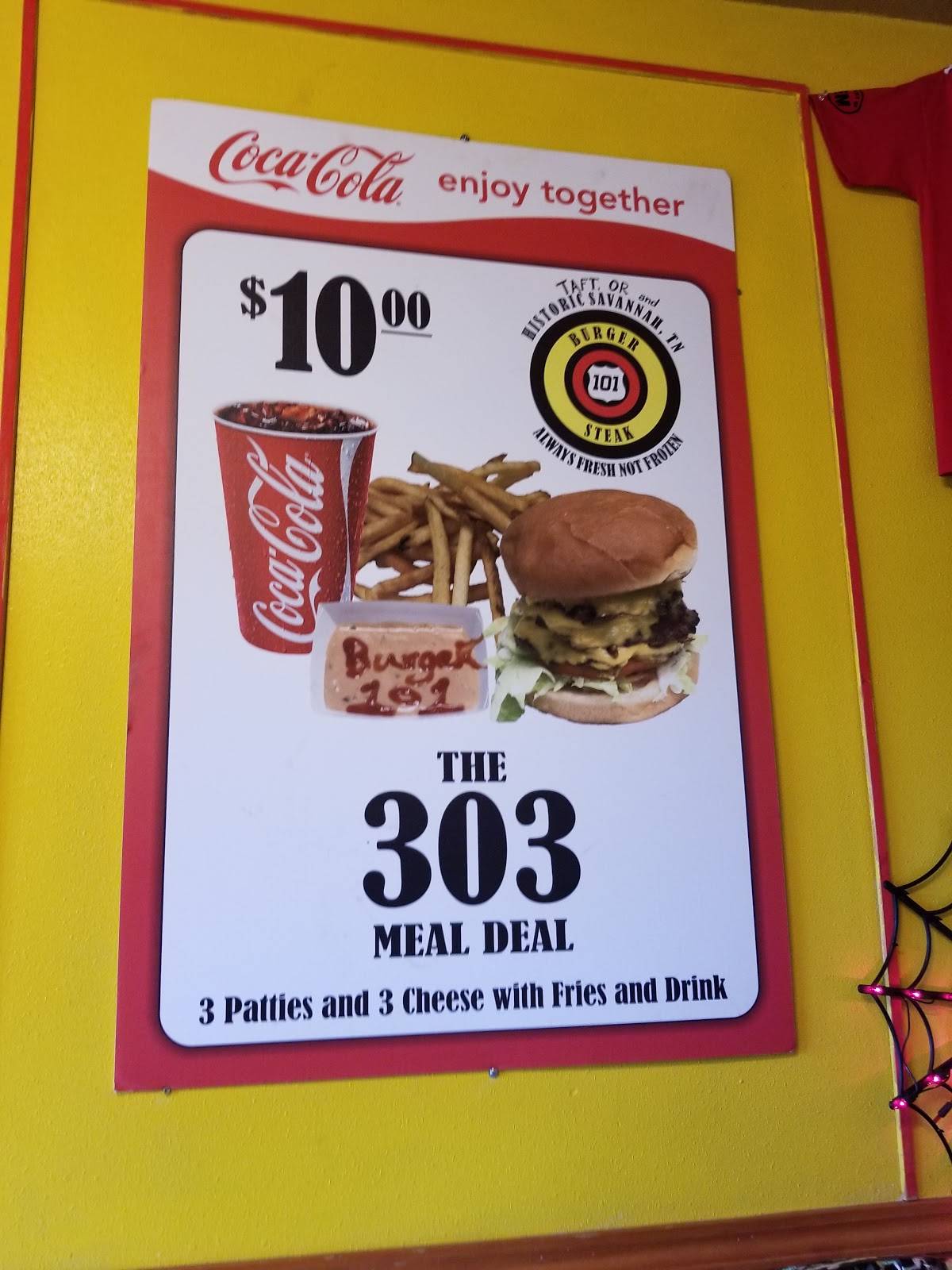 Menu at HWY 101 Burger restaurant, Lincoln City, US-101