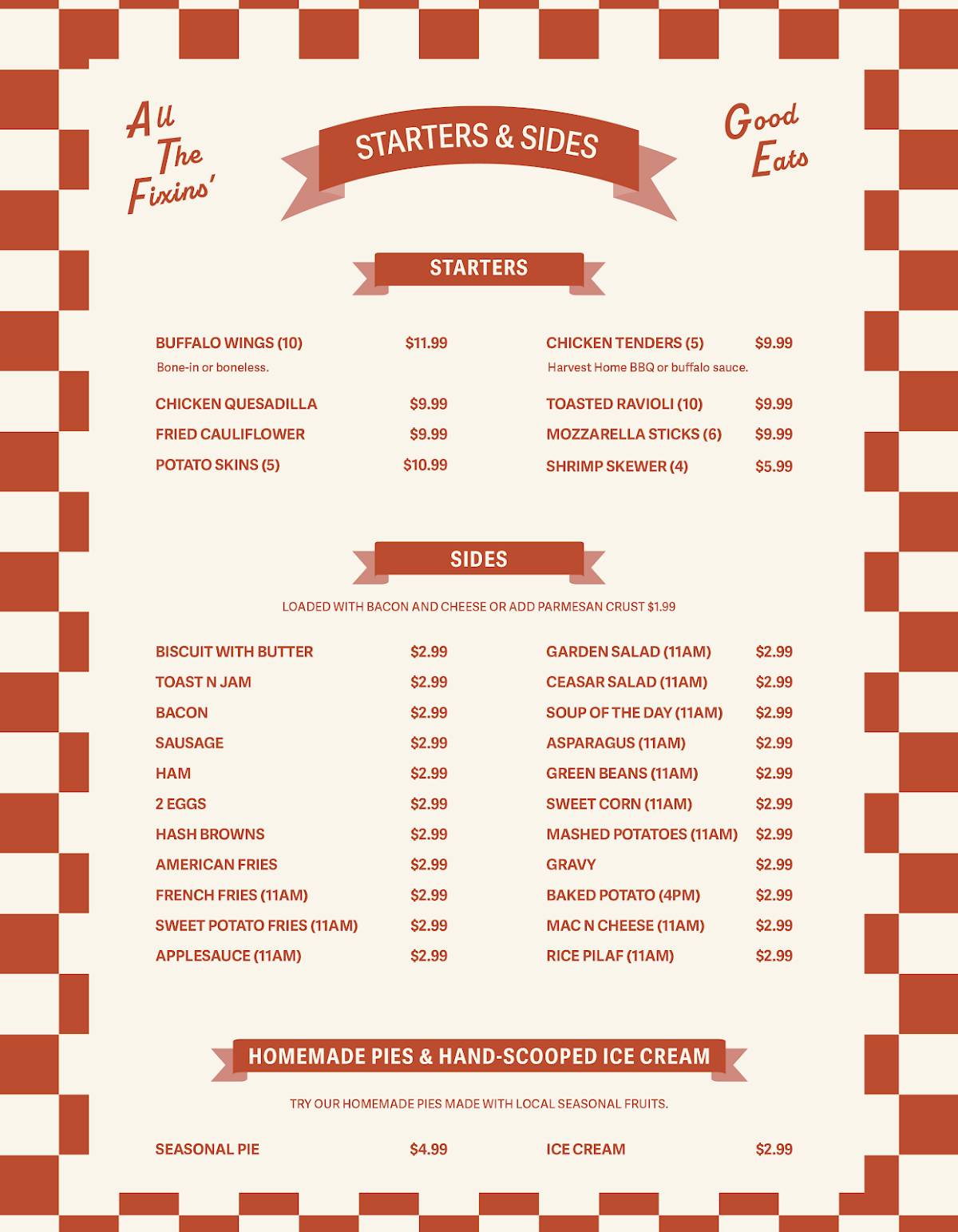 Menu at Harvest Home Restaurant, Jerseyville, S State St