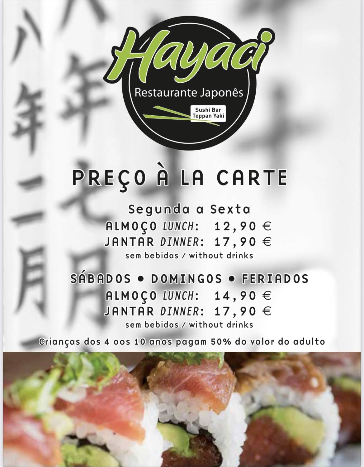 Menu at Restaurante Japonês - HAYACI, Ericeira