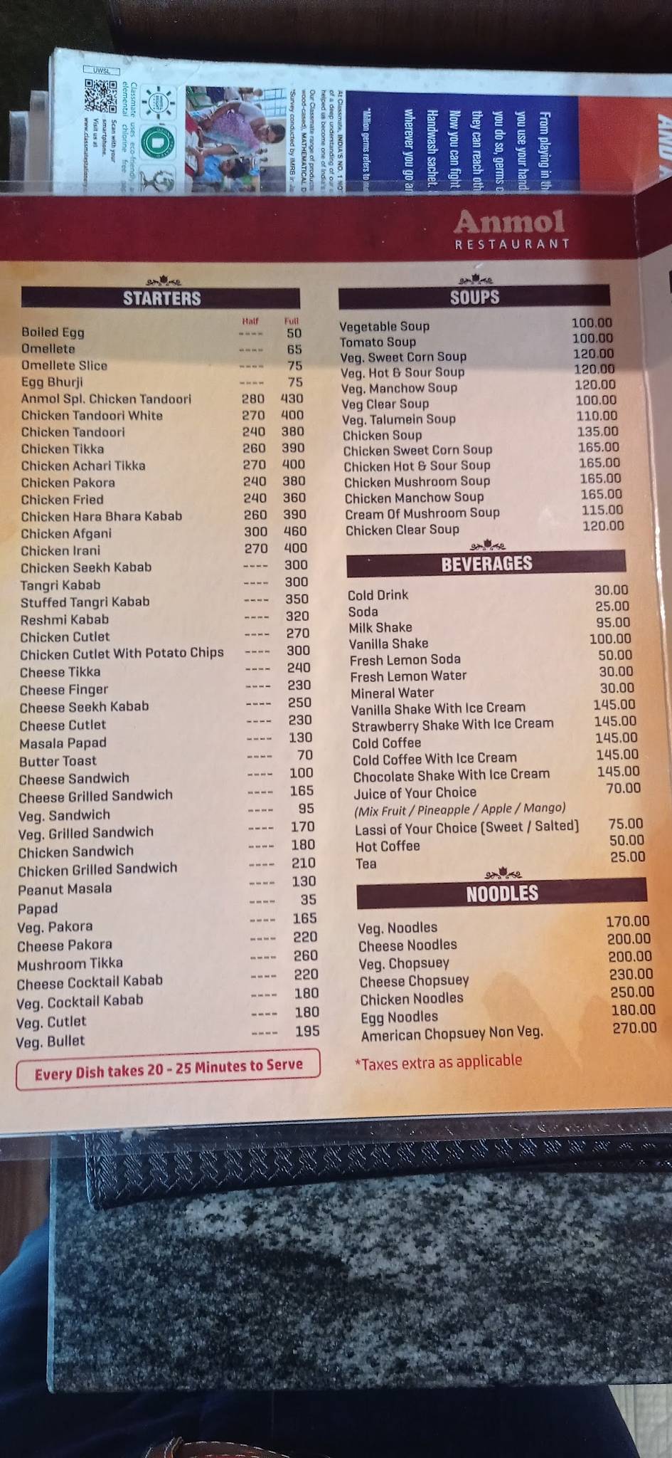 Menu at Hotel Anmol Palace, Banga Rural