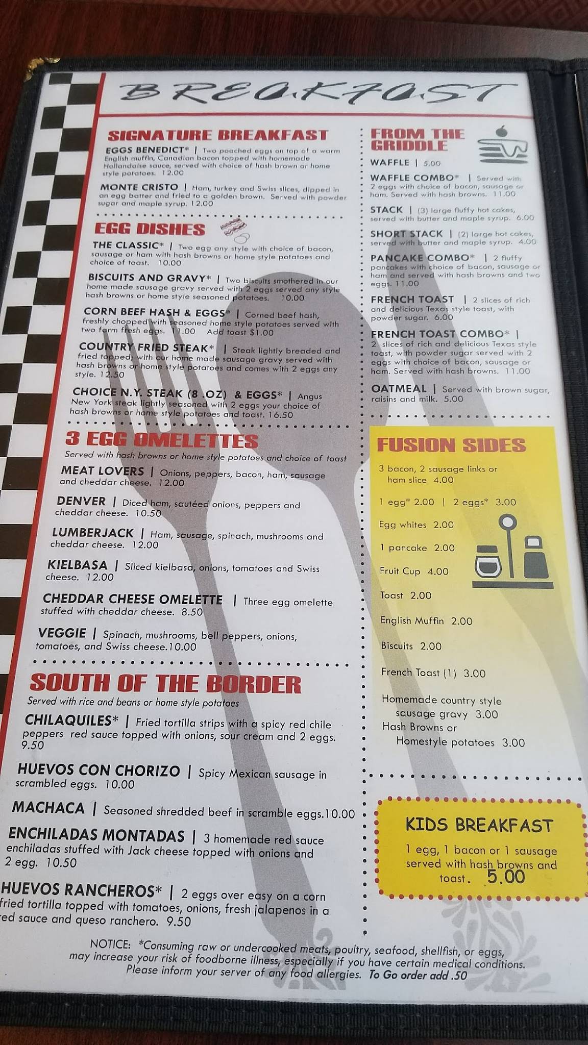 Menu at Hwy 2 Fusion Diner restaurant, Monroe, US-2