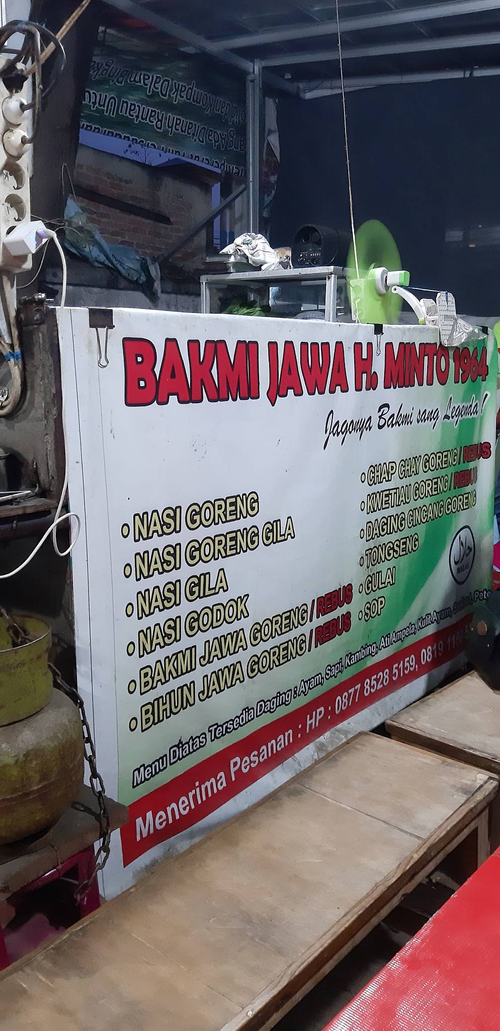 Menu at Javanese Noodles Mr. Minto restaurant, Central Jakarta